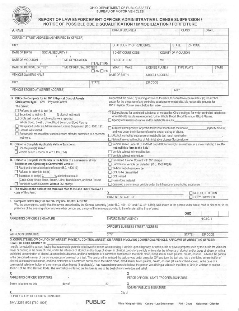 Ohio’s New BMV Form 2255 - DUI News Blog